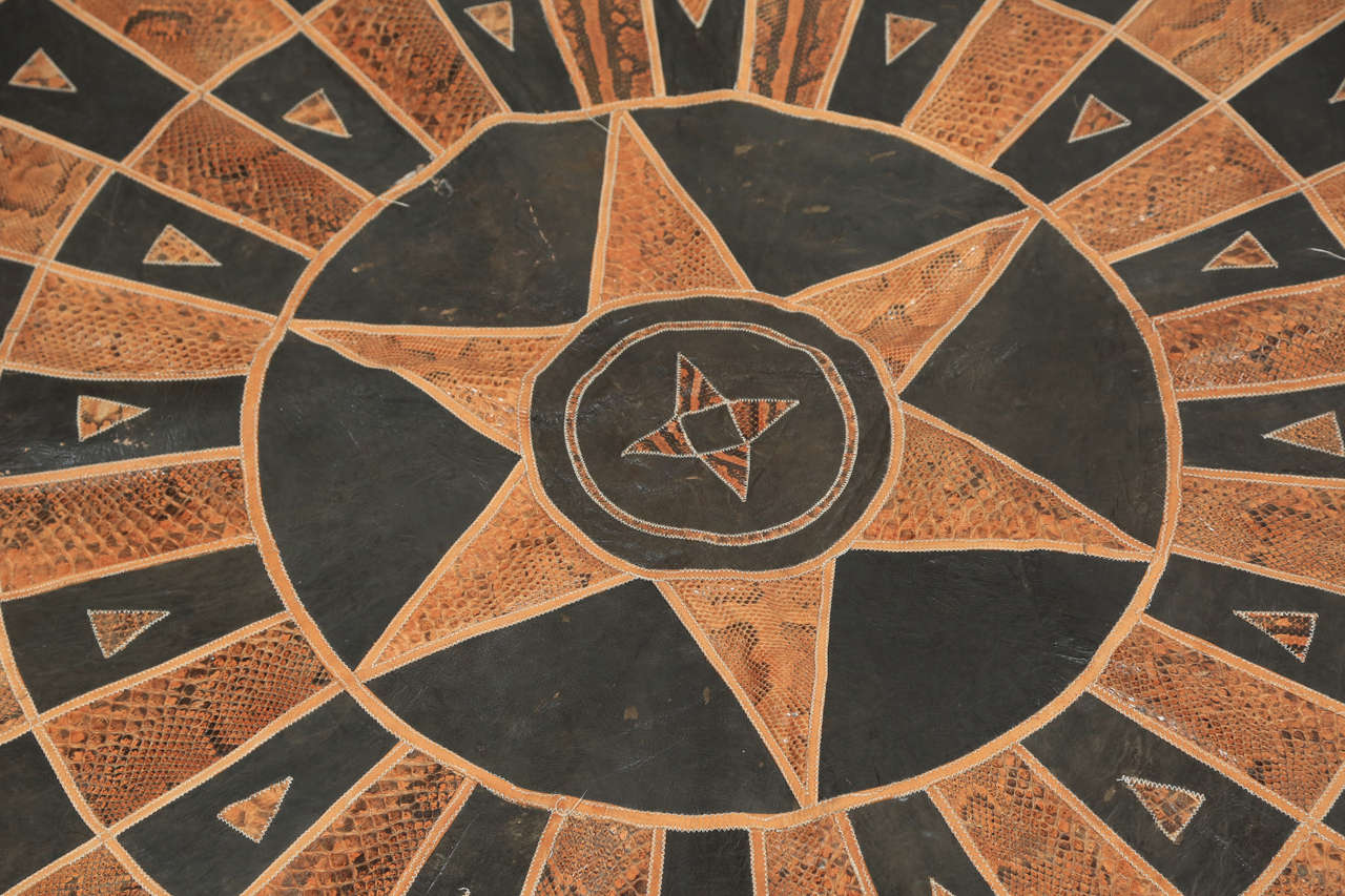 Leather and Snake Skin Round African Tribal Rug at 1stDibs | round ...