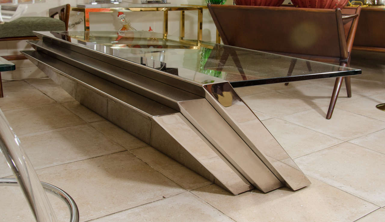 Cantilevered Stainless Steel Coffee Table by J. Wade Beam for Brueton ...