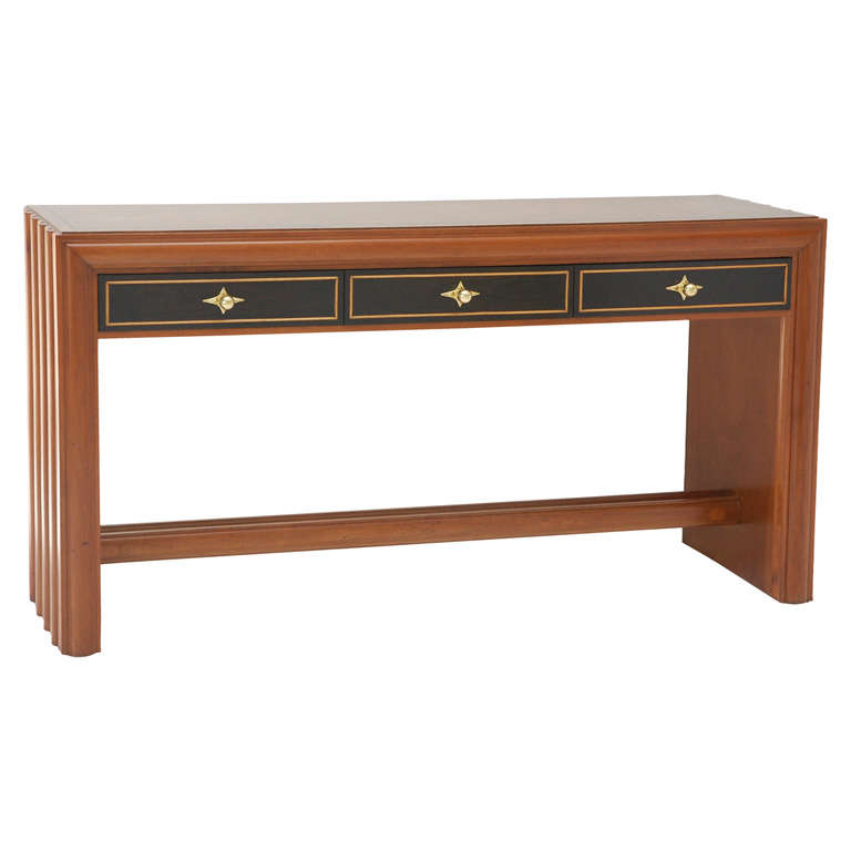 Walnut and Bird's Eye Maple Console Table at 1stDibs