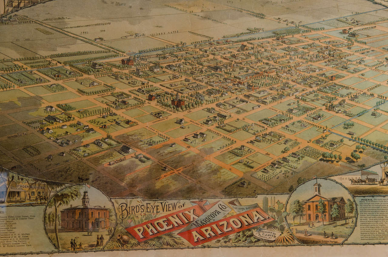 A Rare 19th View of Phoenix, Arizona For Sale at 1stDibs