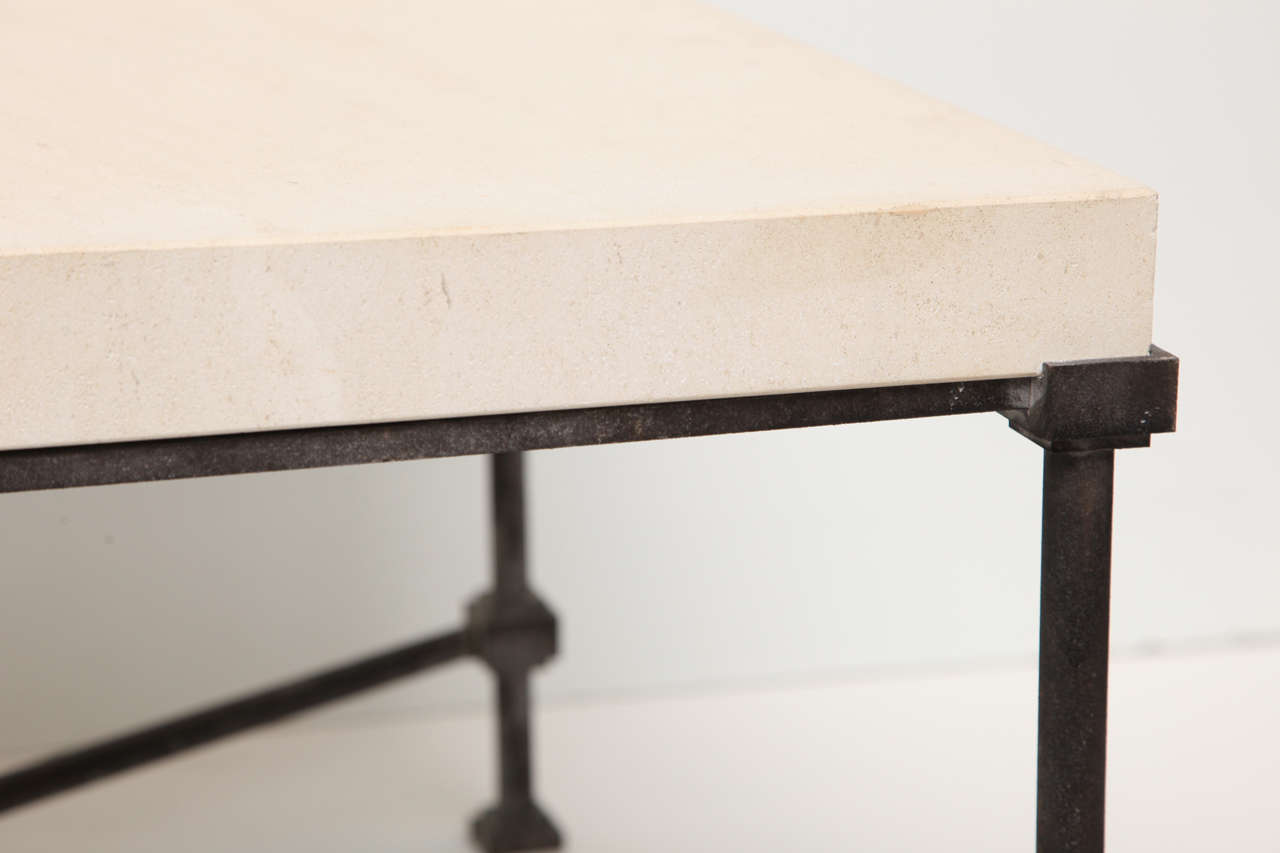 Limestone Top Coffee Table with Metal Base at 1stDibs | limestone table ...