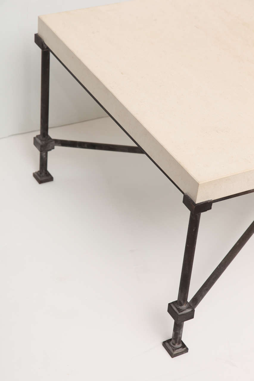 Limestone Top Coffee Table with Metal Base at 1stDibs | limestone table ...