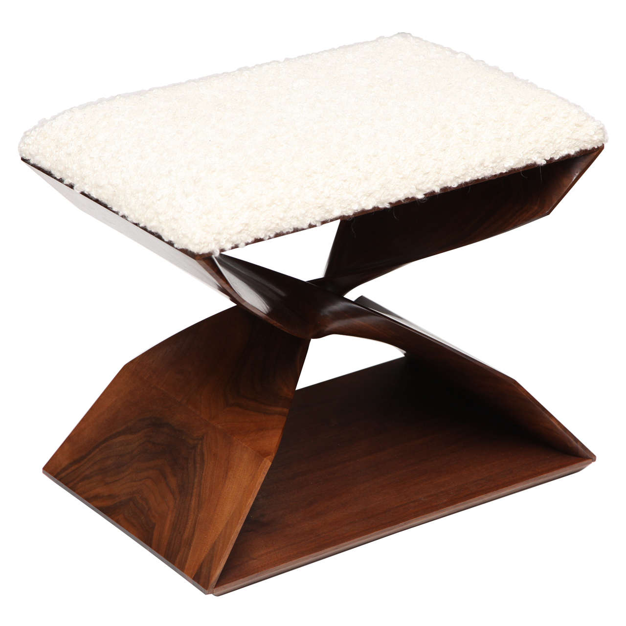 Hand Carved Walnut Stool by Carol Egan at 1stDibs