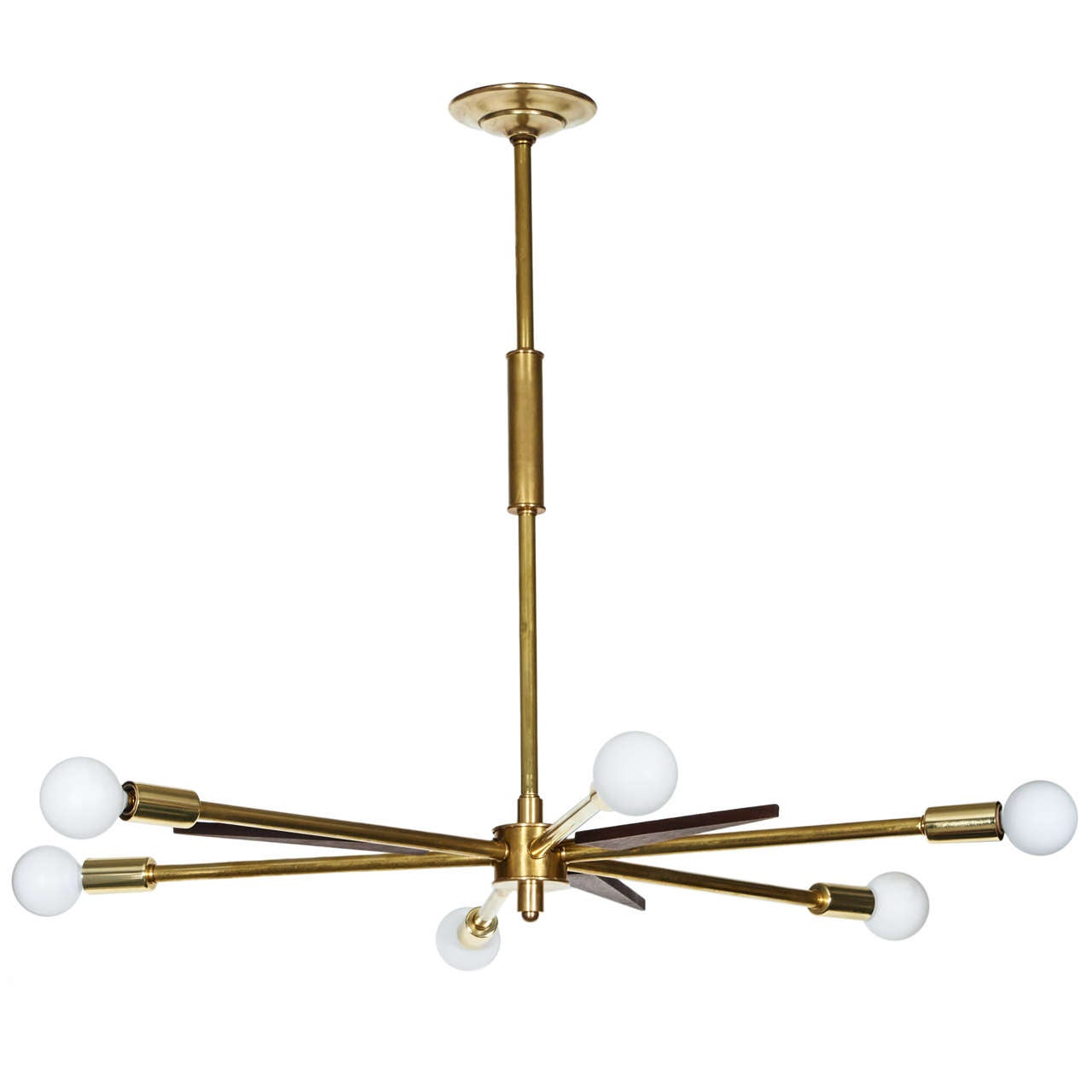Vintage Wood and Brass Sputnik Light Fixture at 1stDibs