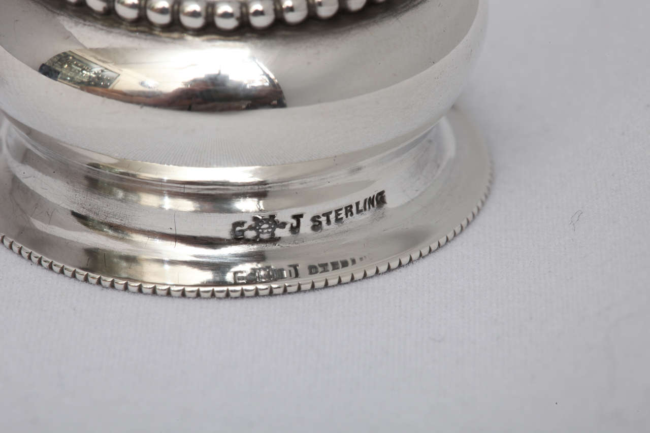 Sterling Silver-Mounted Pairpoint "Controlled Bubbles" Crystal Inkwell ...
