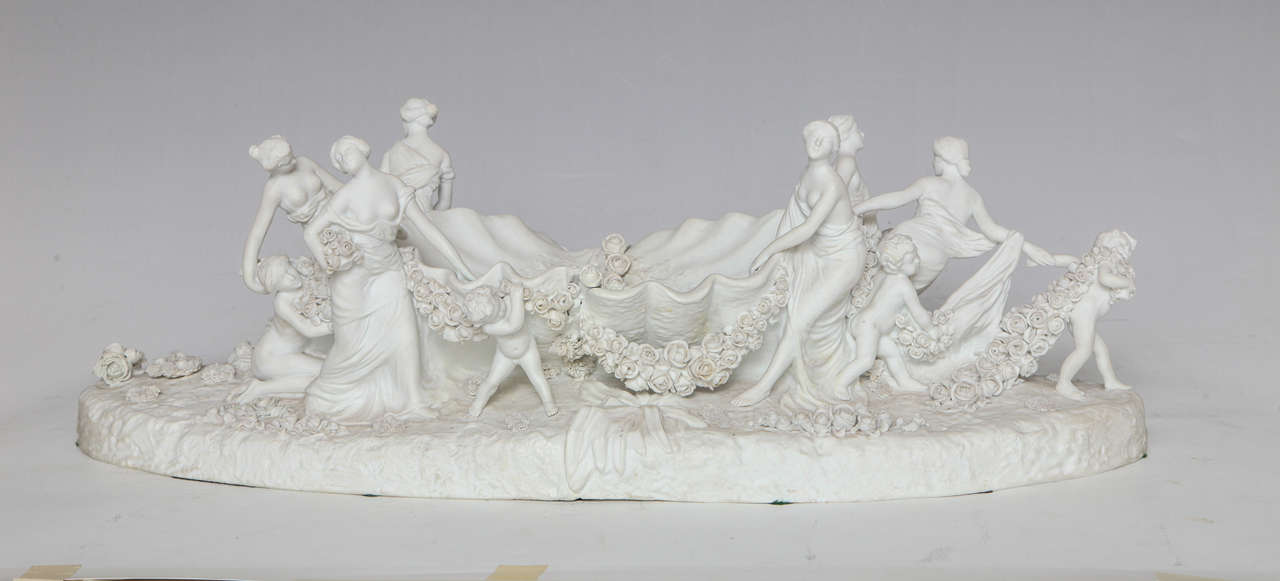 Large White Bisque Sevres Porcelain Figural Centerpiece of Woman and ...