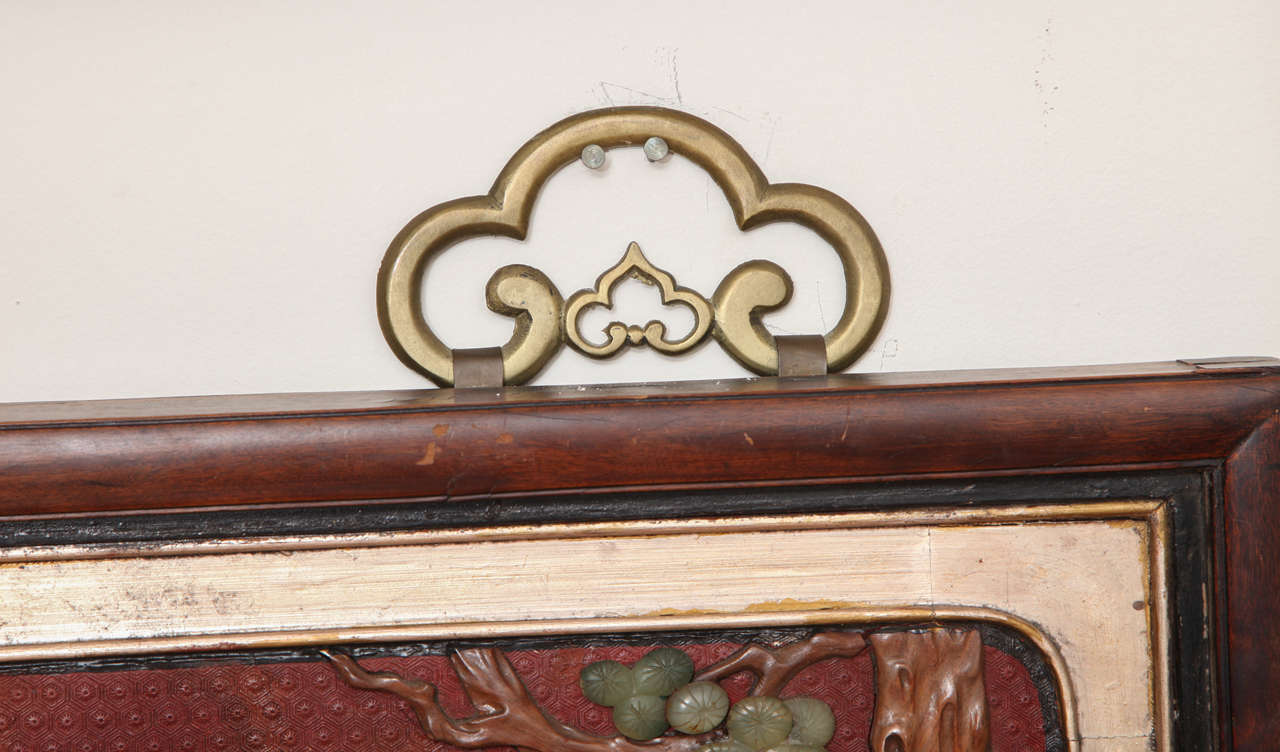 Pair of Fine Chinese Cinnabar and Carved Jade Wall Decorations at ...