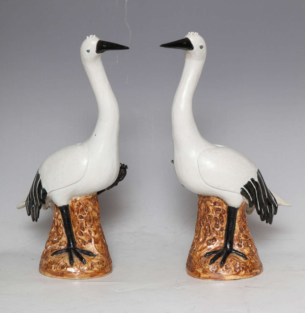 Antique Pair of Chinese Export Porcelain Crane Sculptures, 19th Century ...