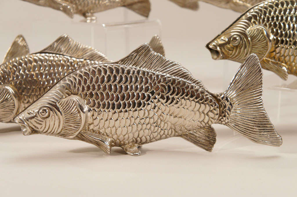 6 Italian Figural Silver Plate Fish Menu Holders/Table Markers at ...