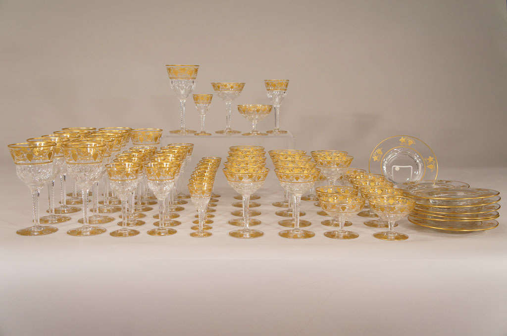 Val St. Lambert Crystal Stemware Service Pampre D'Or at 1stDibs