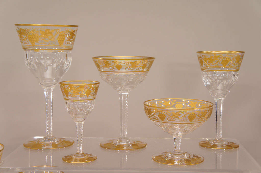 Val St. Lambert Crystal Stemware Service Pampre D'Or at 1stDibs