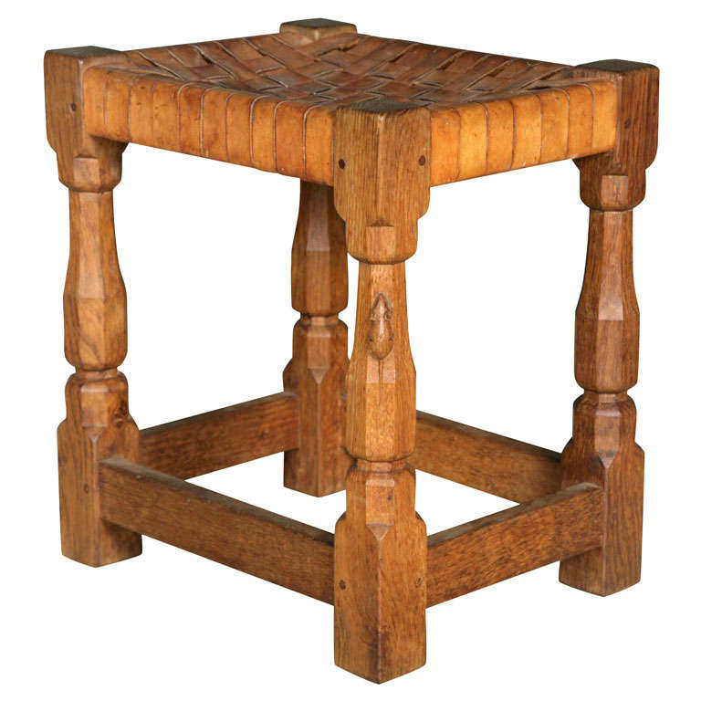 A Robert "Mouseman" Thompson Oak small Stool. at 1stDibs