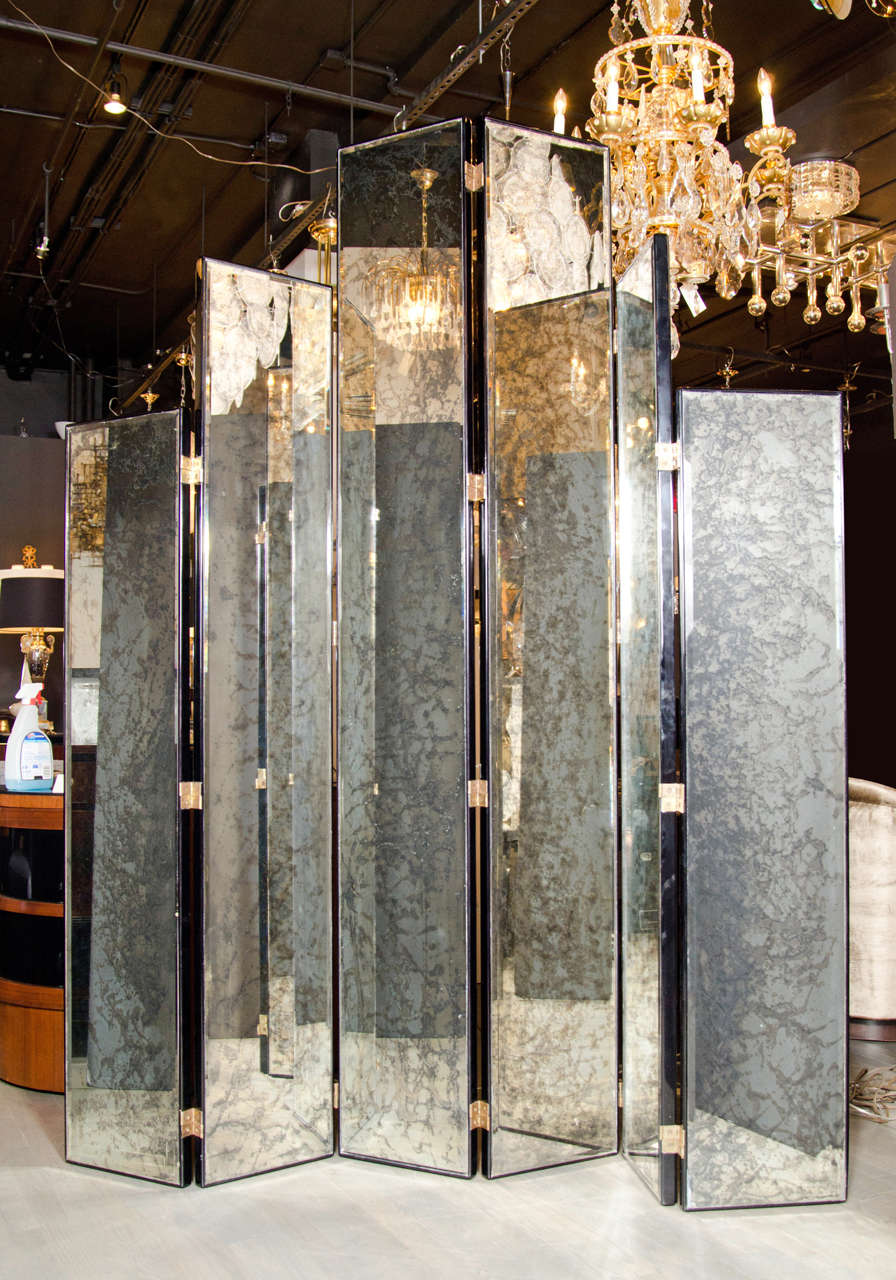 Glamourous Art Deco Skyscraper Style Mirrored Screen at 1stDibs