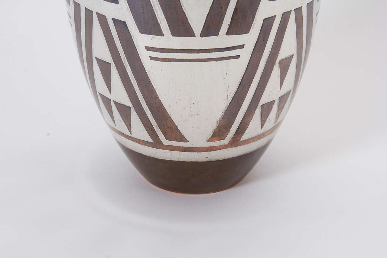 Christofle, Luc Lanel French Art Deco Dinanderie Ovoid Vase, circa 1930 ...