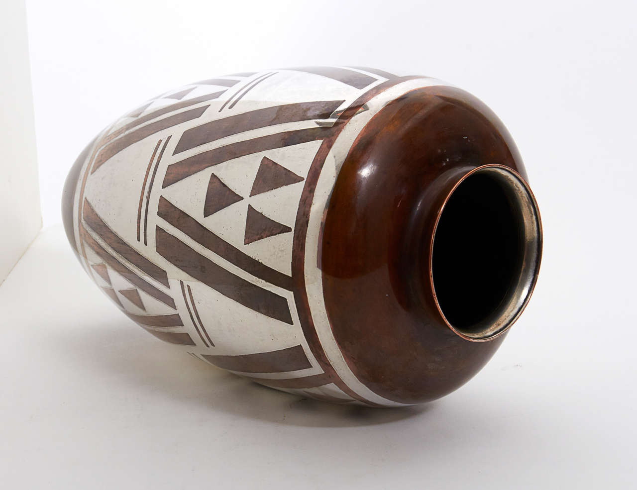 Christofle, Luc Lanel French Art Deco Dinanderie Ovoid Vase, circa 1930 ...