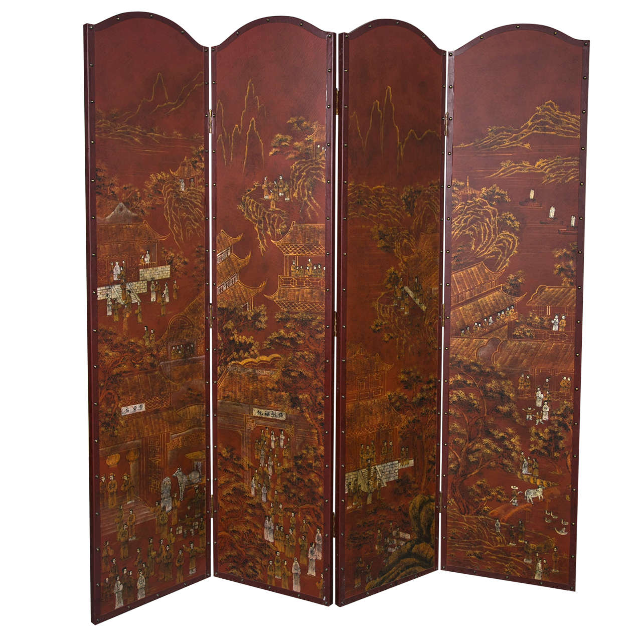 Red Chinese Screen at 1stDibs