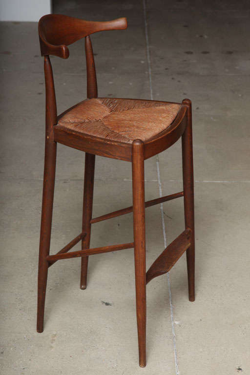 Hans Wegner style Cow Horn Teak Bar Stool at 1stDibs | hans wegner bar ...
