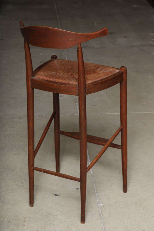Hans Wegner style Cow Horn Teak Bar Stool at 1stDibs | hans wegner bar ...