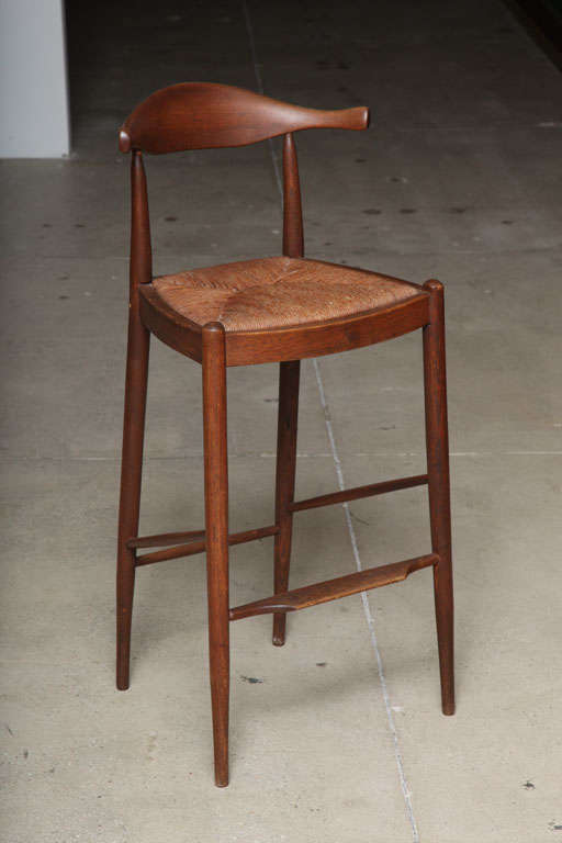 Hans Wegner style Cow Horn Teak Bar Stool at 1stDibs | hans wegner bar ...