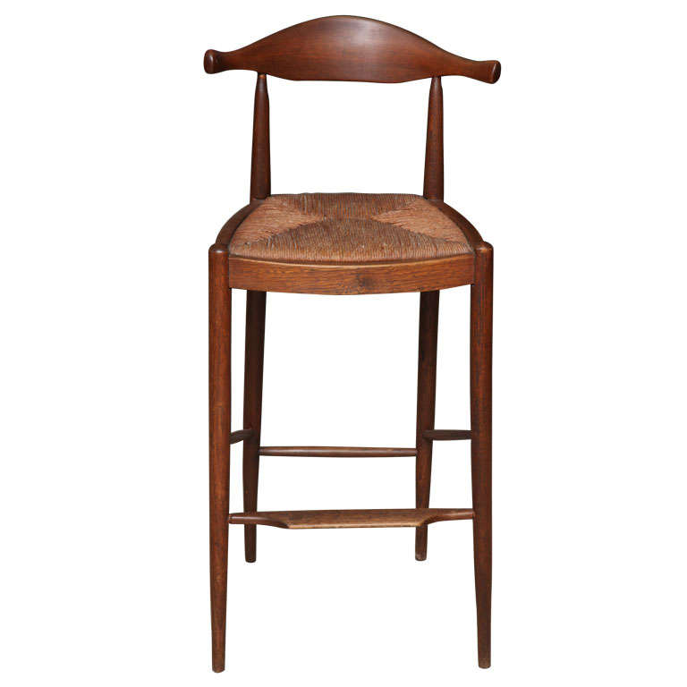 Hans Wegner style Cow Horn Teak Bar Stool at 1stDibs | hans wegner bar ...