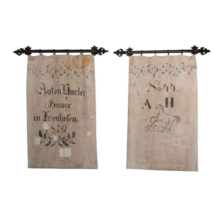 Pair of Rare 19th Century German Grain Sack Tapestry at 1stDibs