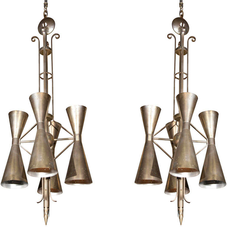 Pair of Sputnik Star Light Fixtures Glass Art Deco Style For Sale at ...