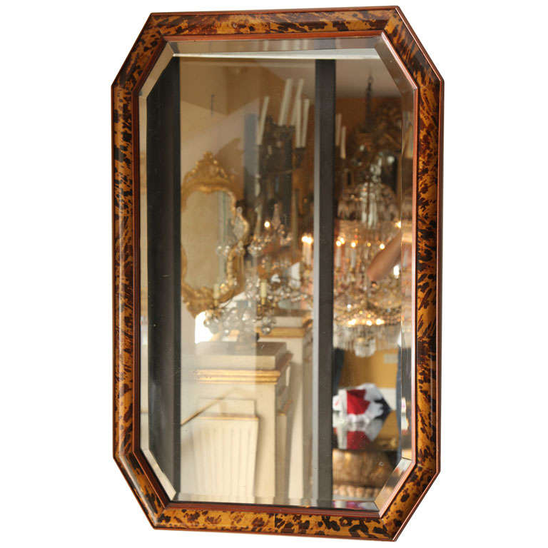An Octagonal Tortoise Shell Veneered Mirror with Beveled Glass. at 1stDibs