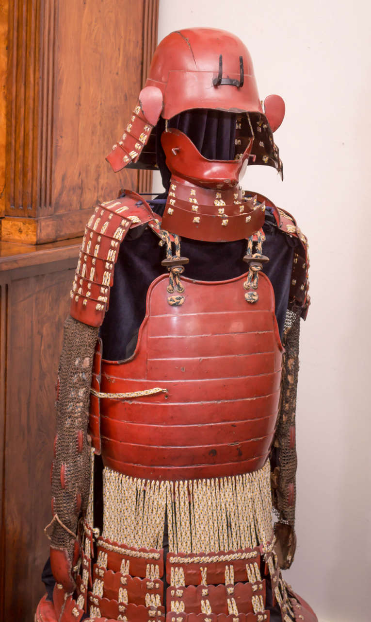 Suit of Red Lacquer Japanese Fighting Armor of the Late Edo Period For ...