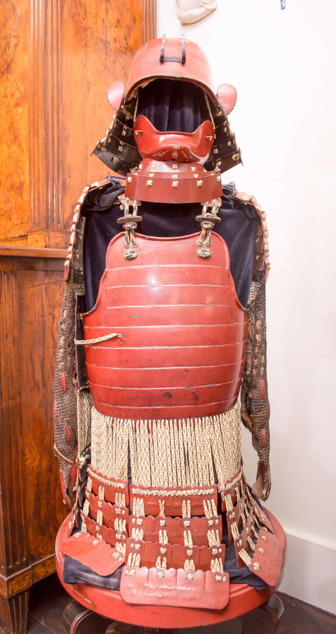 Suit of Red Lacquer Japanese Fighting Armor of the Late Edo Period For ...
