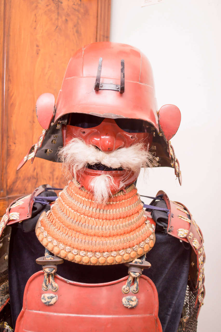 Suit of Red Lacquer Japanese Fighting Armor of the Late Edo Period For ...