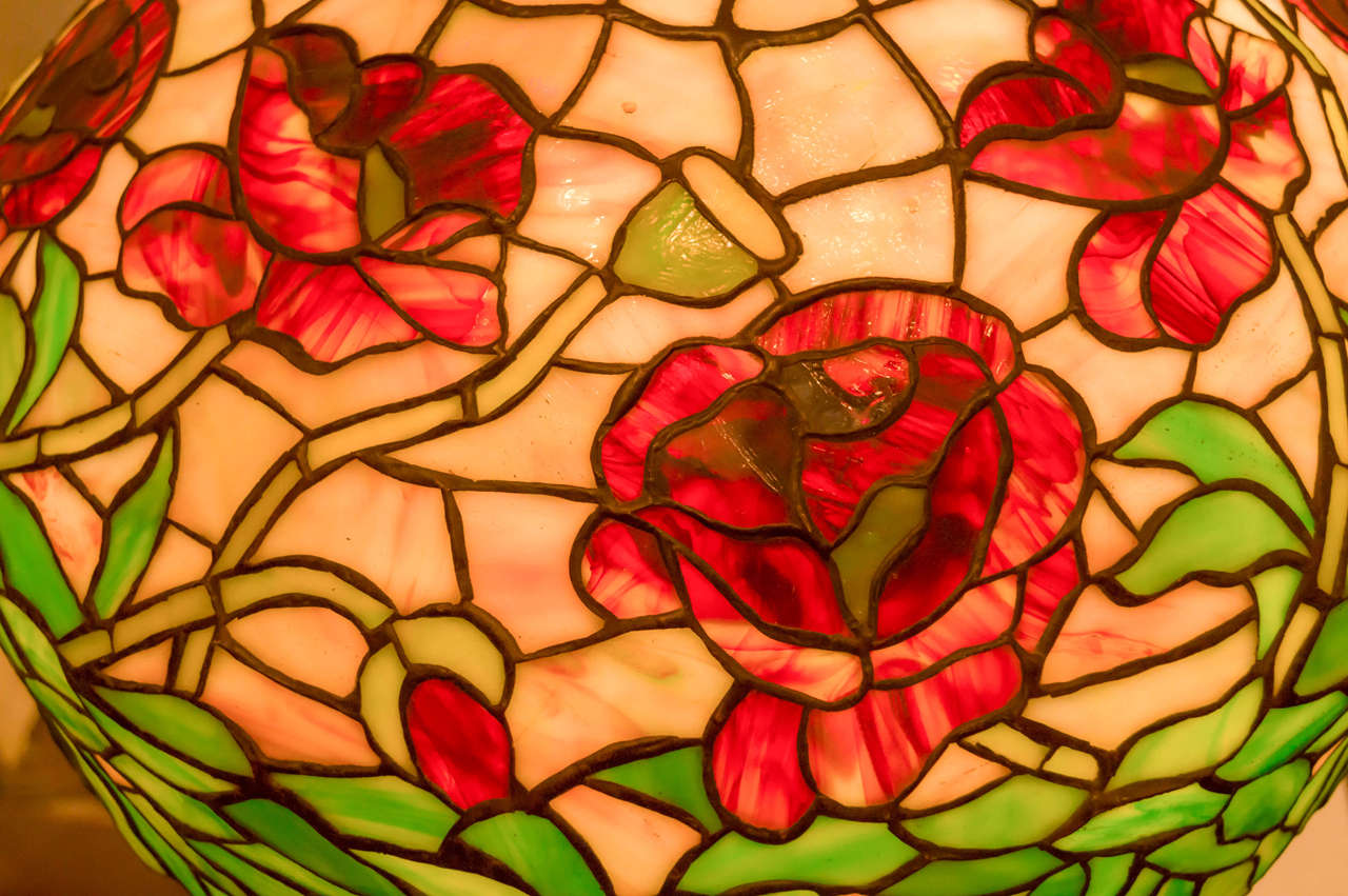 Leaded Glass Table Lamp, Oriental Poppy Ca. 1910 at 1stDibs | antique ...
