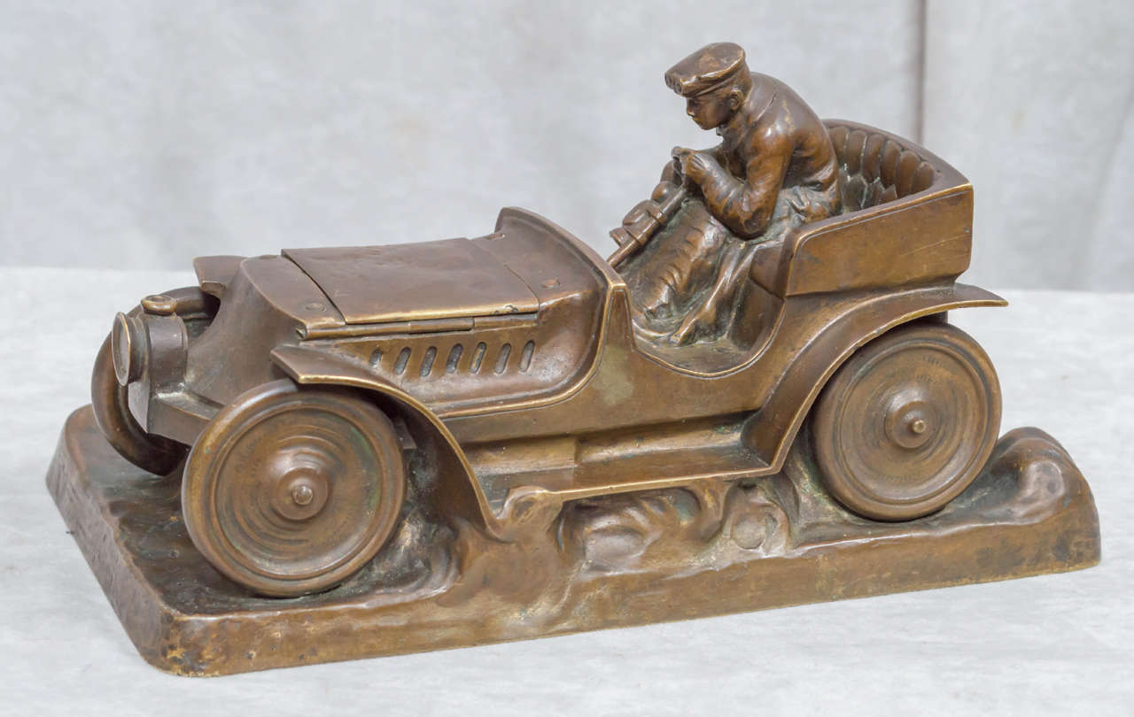 Austrian Bronze Inkwell of an Automobile and Driver ca. 1920's at ...