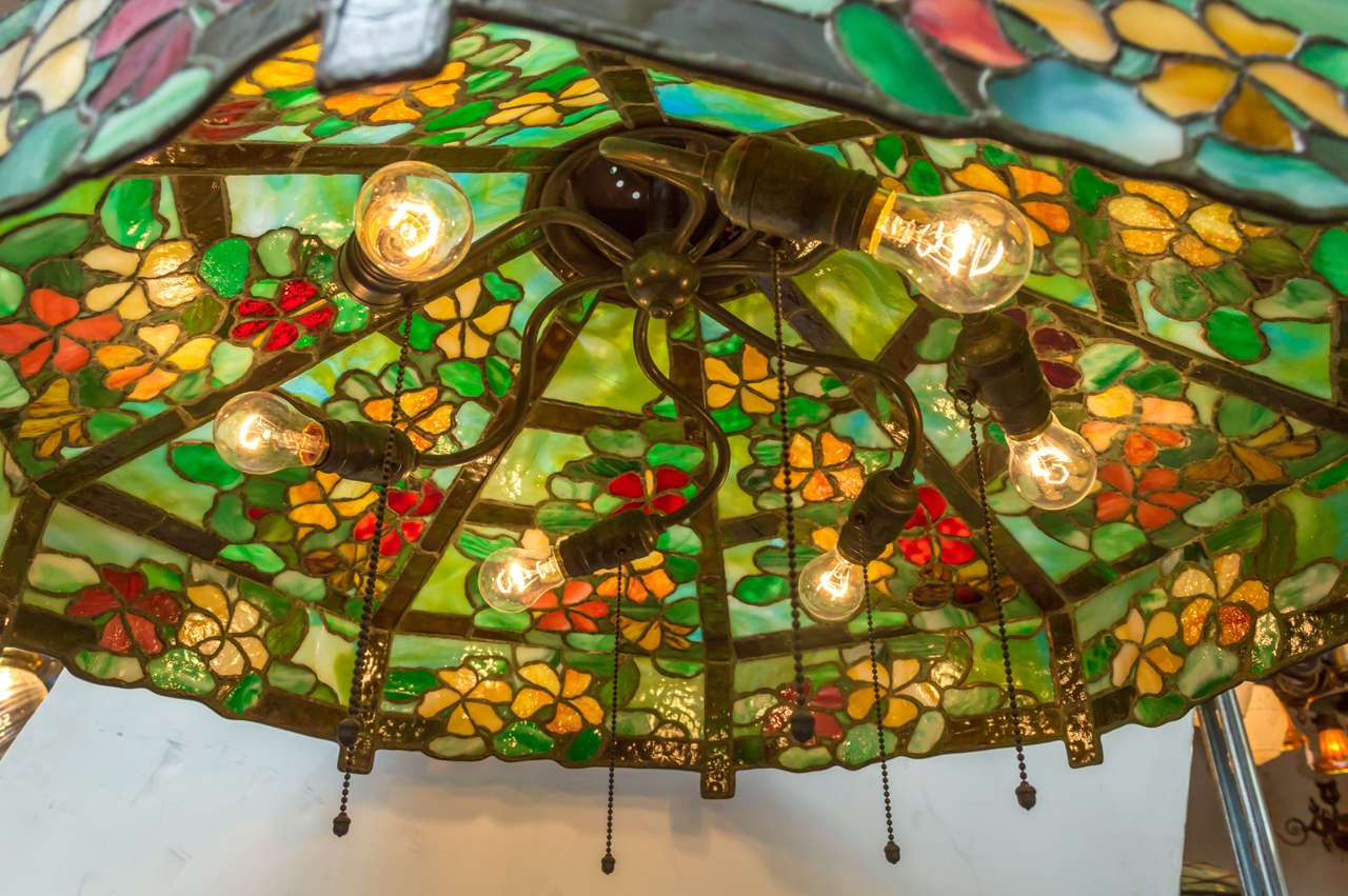 Leaded Glass Hanging Dome by Handel at 1stDibs