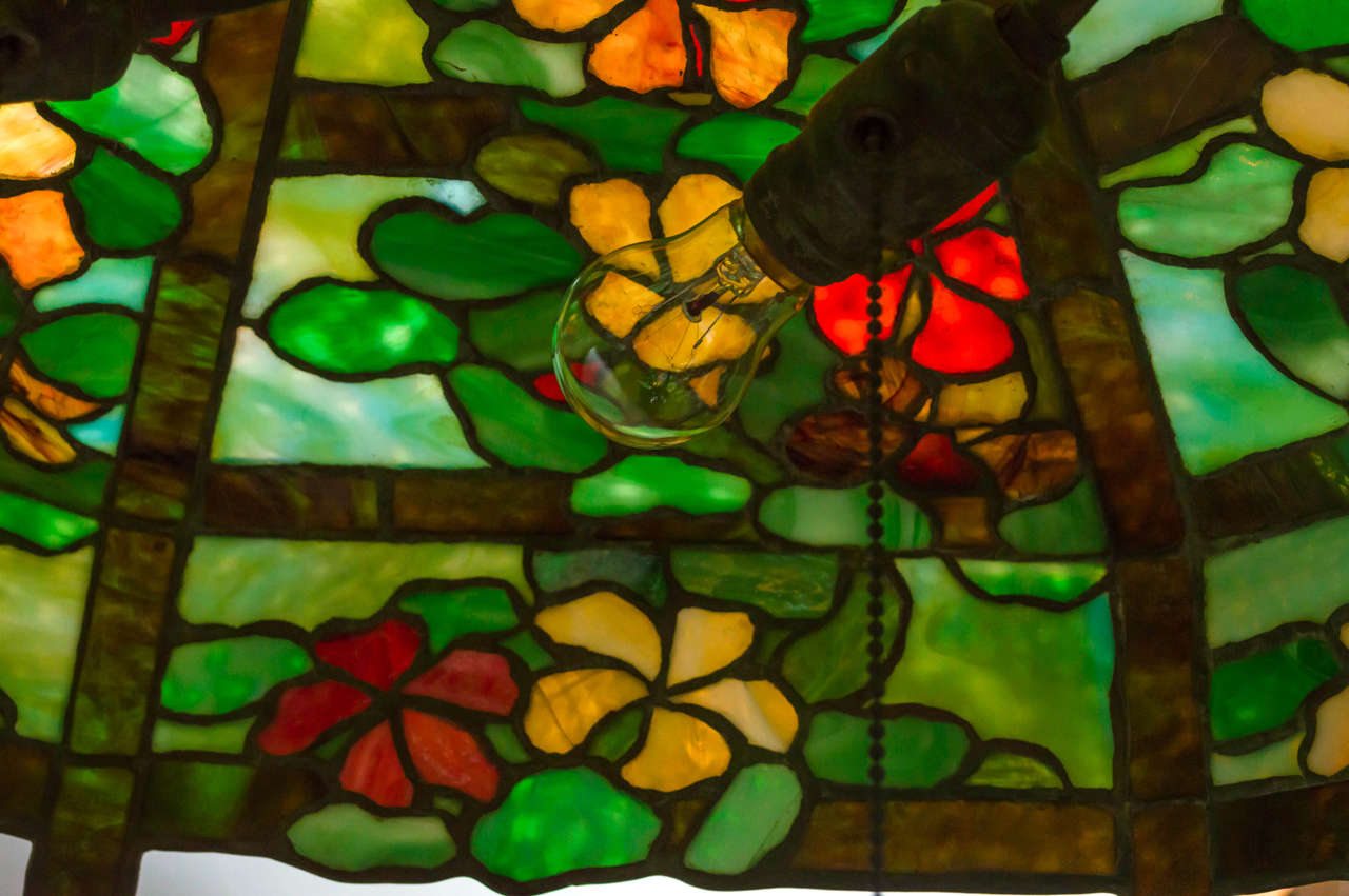 Leaded Glass Hanging Dome by Handel at 1stDibs