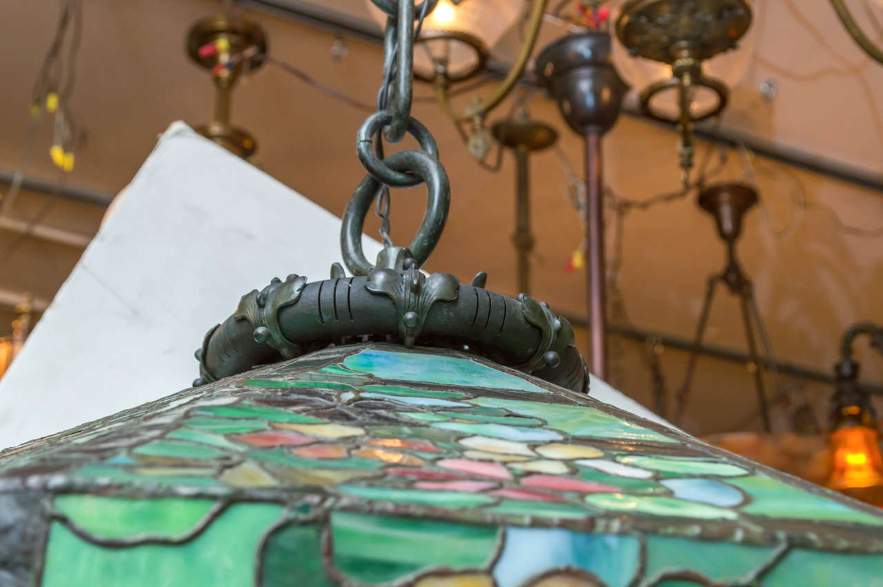 Leaded Glass Hanging Dome by Handel at 1stDibs