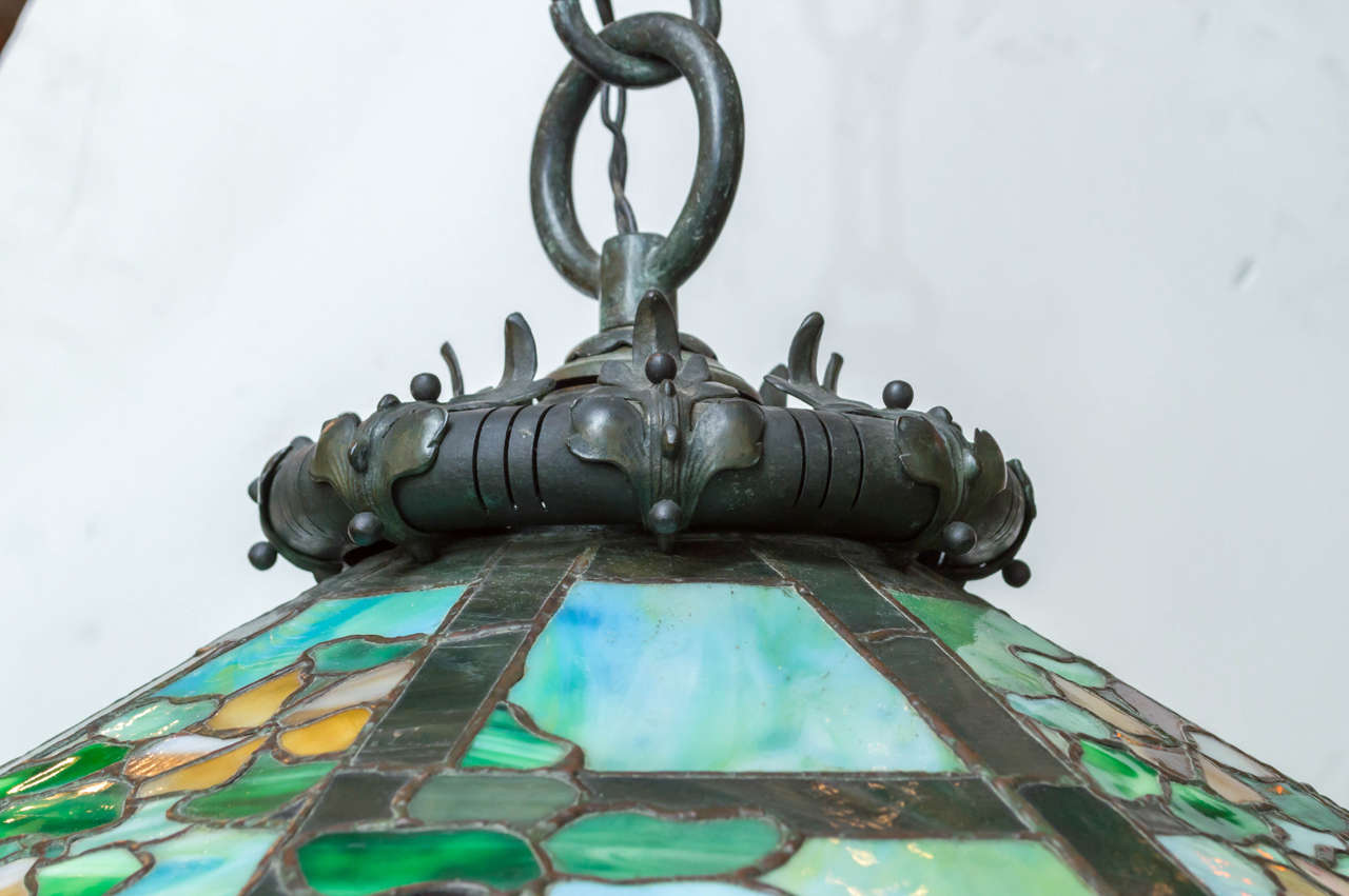 Leaded Glass Hanging Dome by Handel at 1stDibs