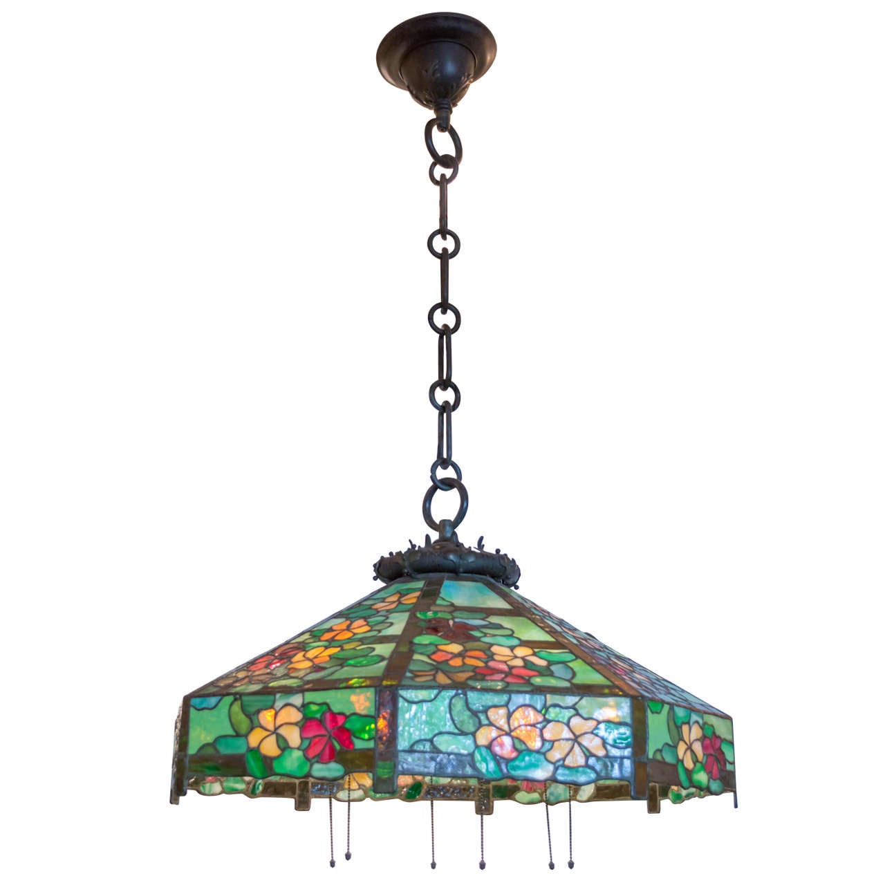 Leaded Glass Hanging Dome by Handel at 1stDibs
