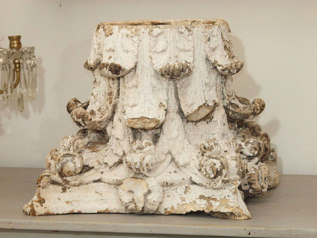 Large Salvaged Corinthian Column Capital Fragment at 1stDibs