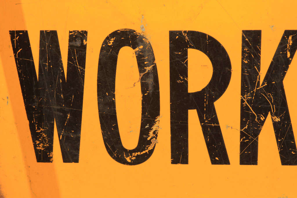 Men Working Utility Workman Sign at 1stDibs