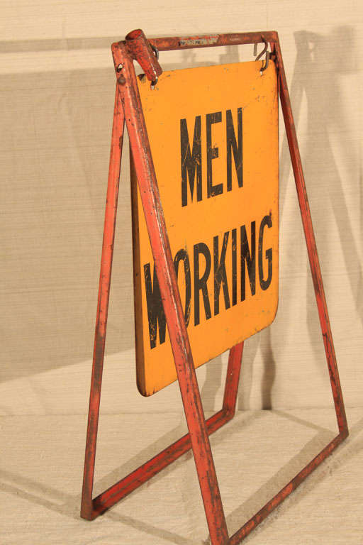 Men Working Utility Workman Sign at 1stDibs