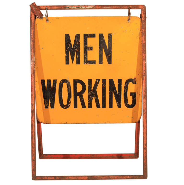 Men Working Utility Workman Sign at 1stDibs