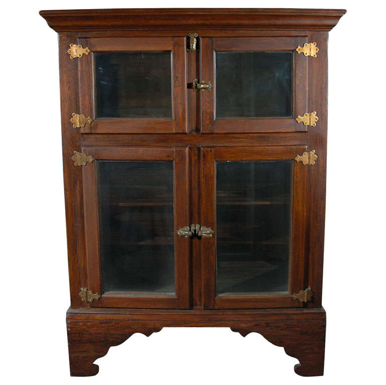 Rare 19thc Tall Four Original Double Glass Door Ice Box On Feet at 1stDibs