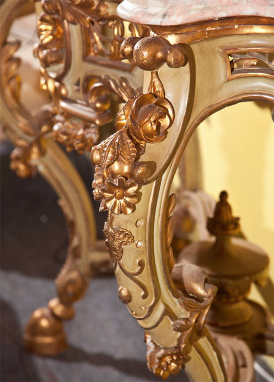 French Rococo Style Marble Top Console Table at 1stDibs