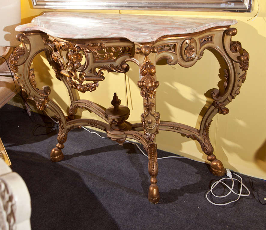 French Rococo Style Marble Top Console Table at 1stDibs