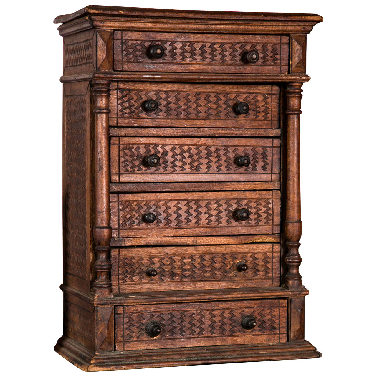 Tramp Art Miniature Chest For Sale at 1stDibs