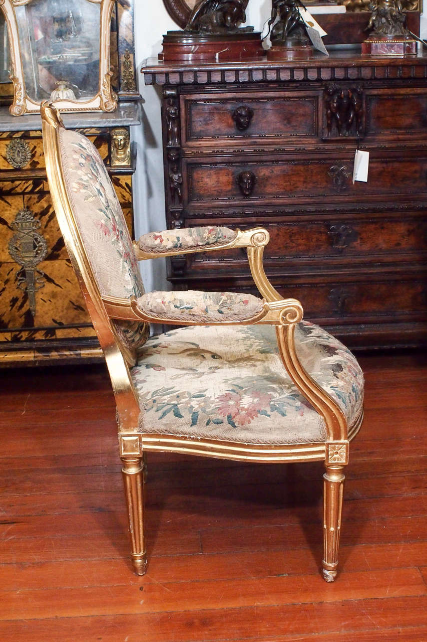 Pair of Period Louis XVI GIlt Oval back Chairs For Sale at 1stDibs ...