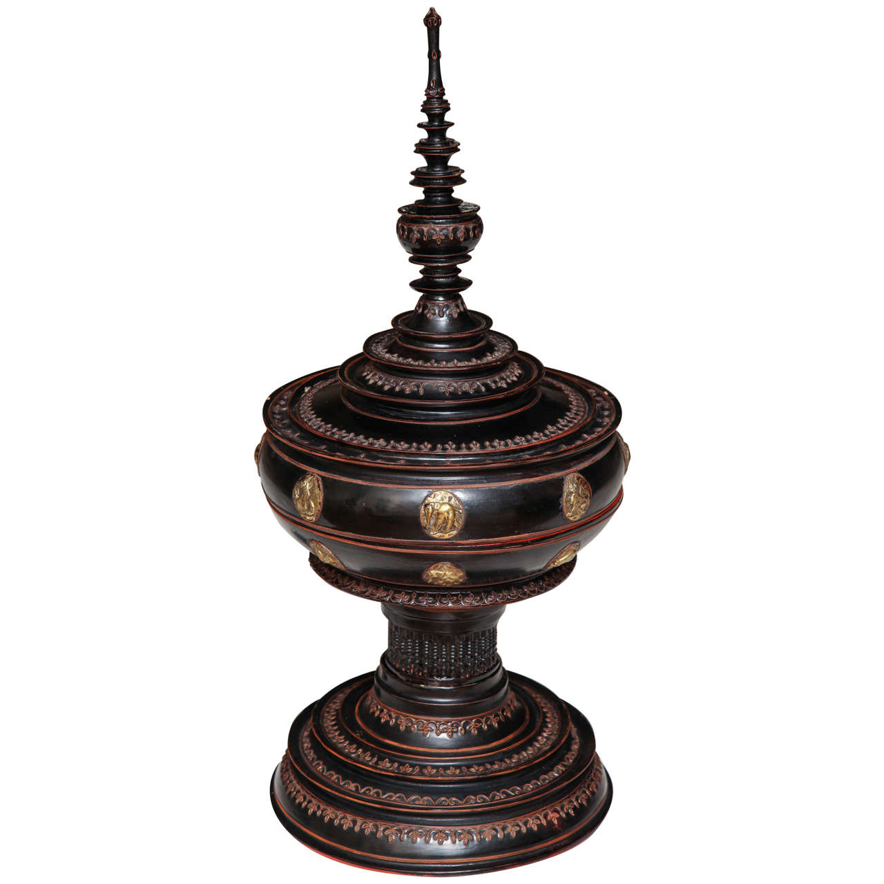 Black Lacquer Thai Offering Box at 1stDibs