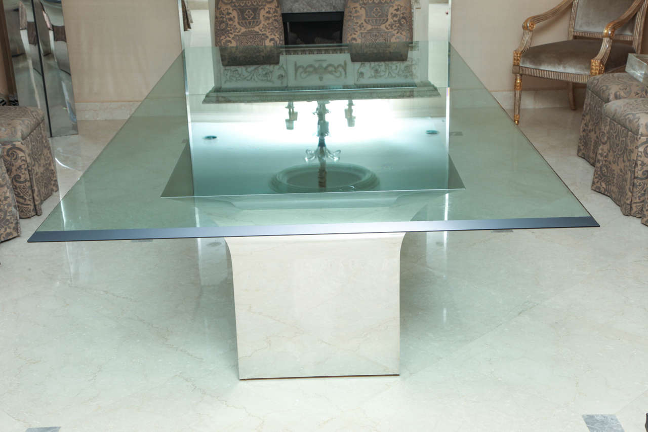 J. Robert Scott Glass and Polished Steel "Sculpture" Dining Table at ...