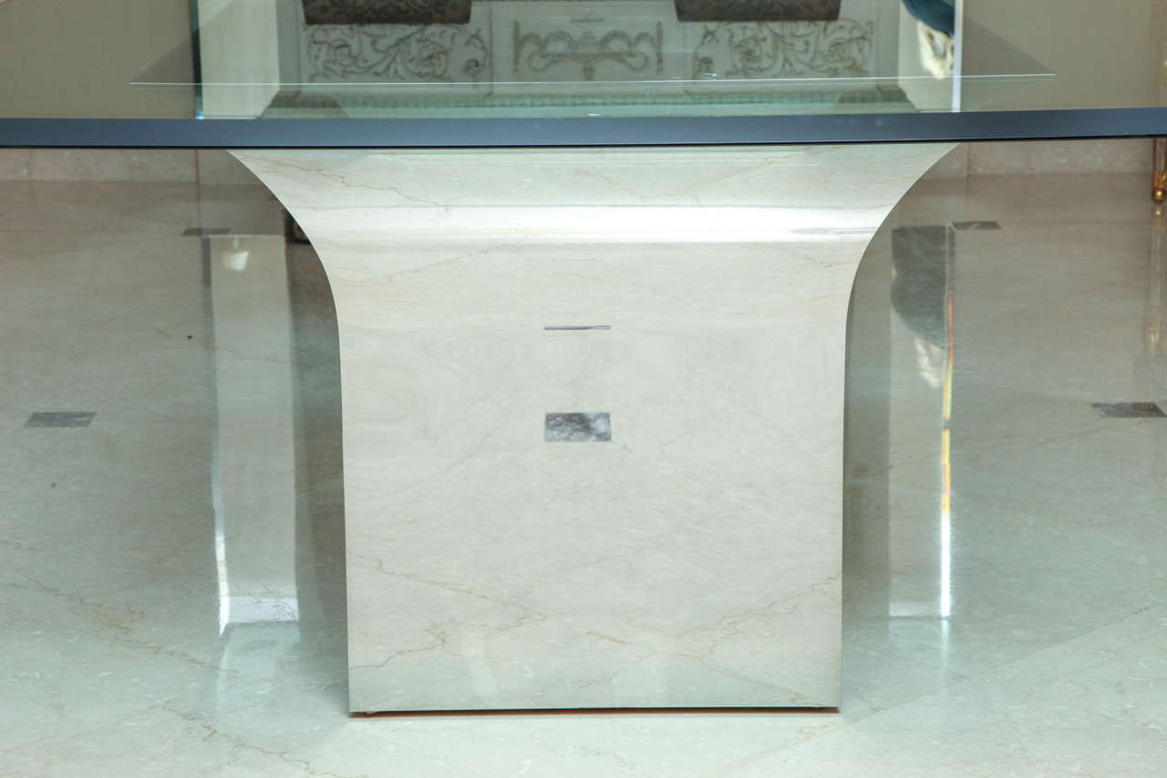 J. Robert Scott Glass and Polished Steel "Sculpture" Dining Table at ...