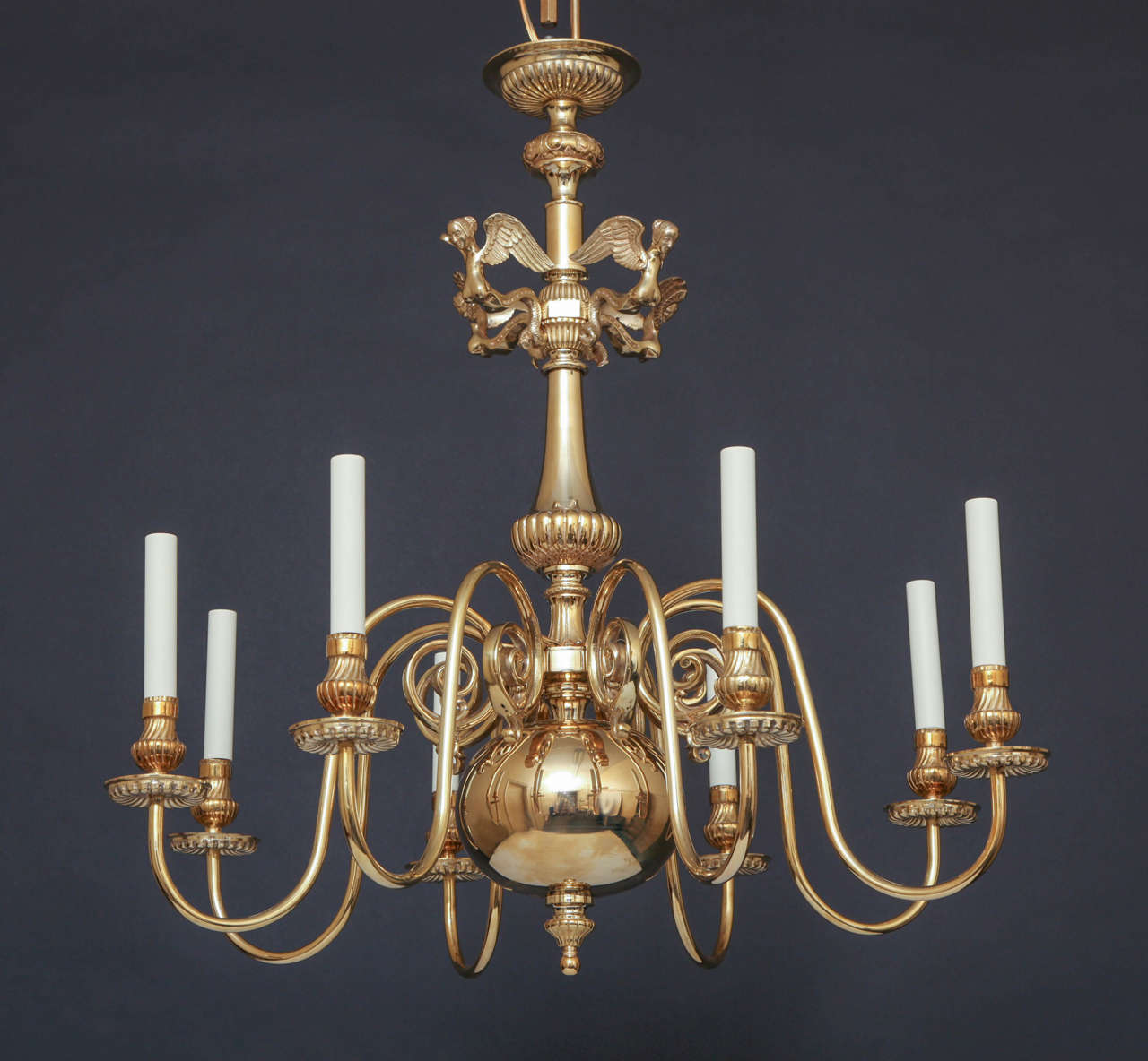 19th Century Baroque Brass Chandelier with Maiden Figures For Sale at ...